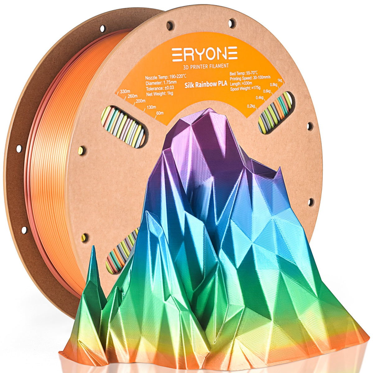 PLA Silk Rainbow 3D Printer Filament， 1.75mm(1kg) | Eryone – uk.eryone3d